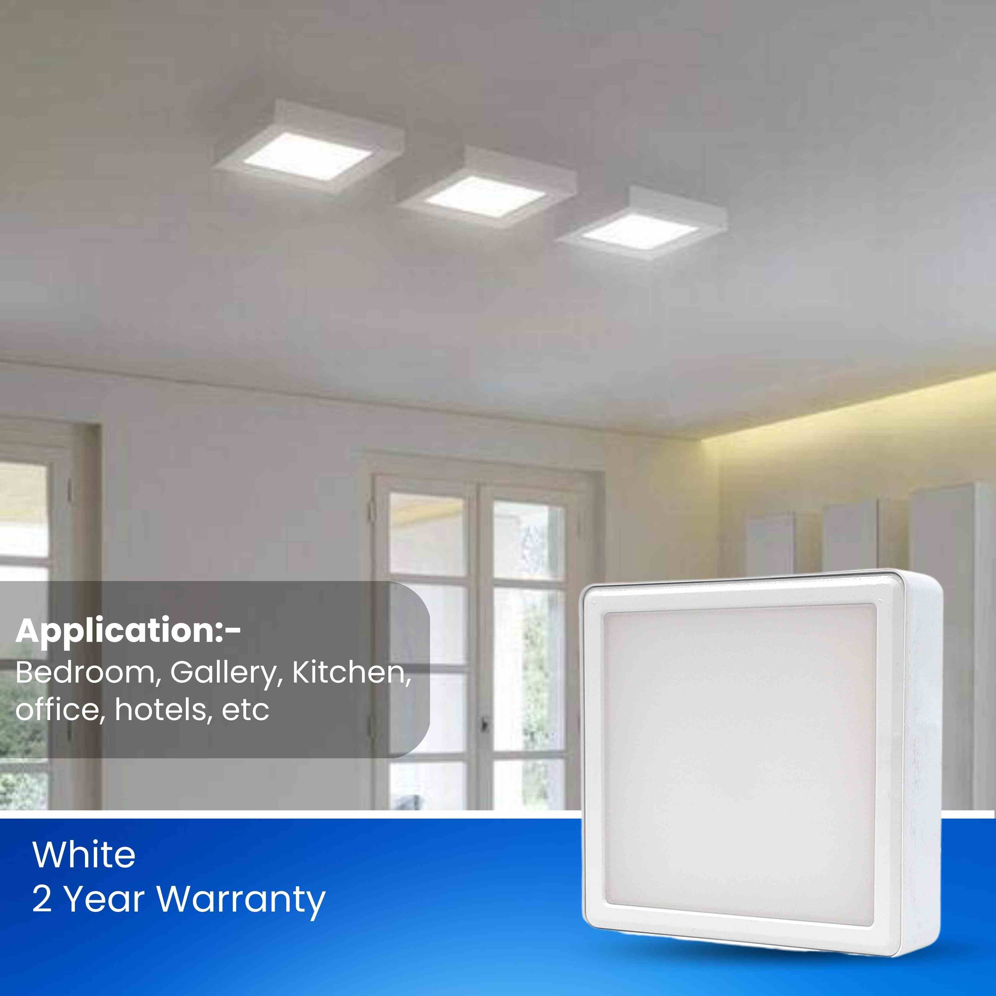 15 Watt Square LED Surface PC (Poly Carbonate) Panel Light For Ceiling ...