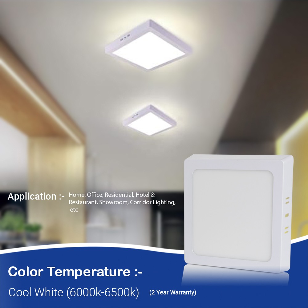 18 Watt Square Surface Led Panel Light for Ceiling(Pack of -10 , Colour ...