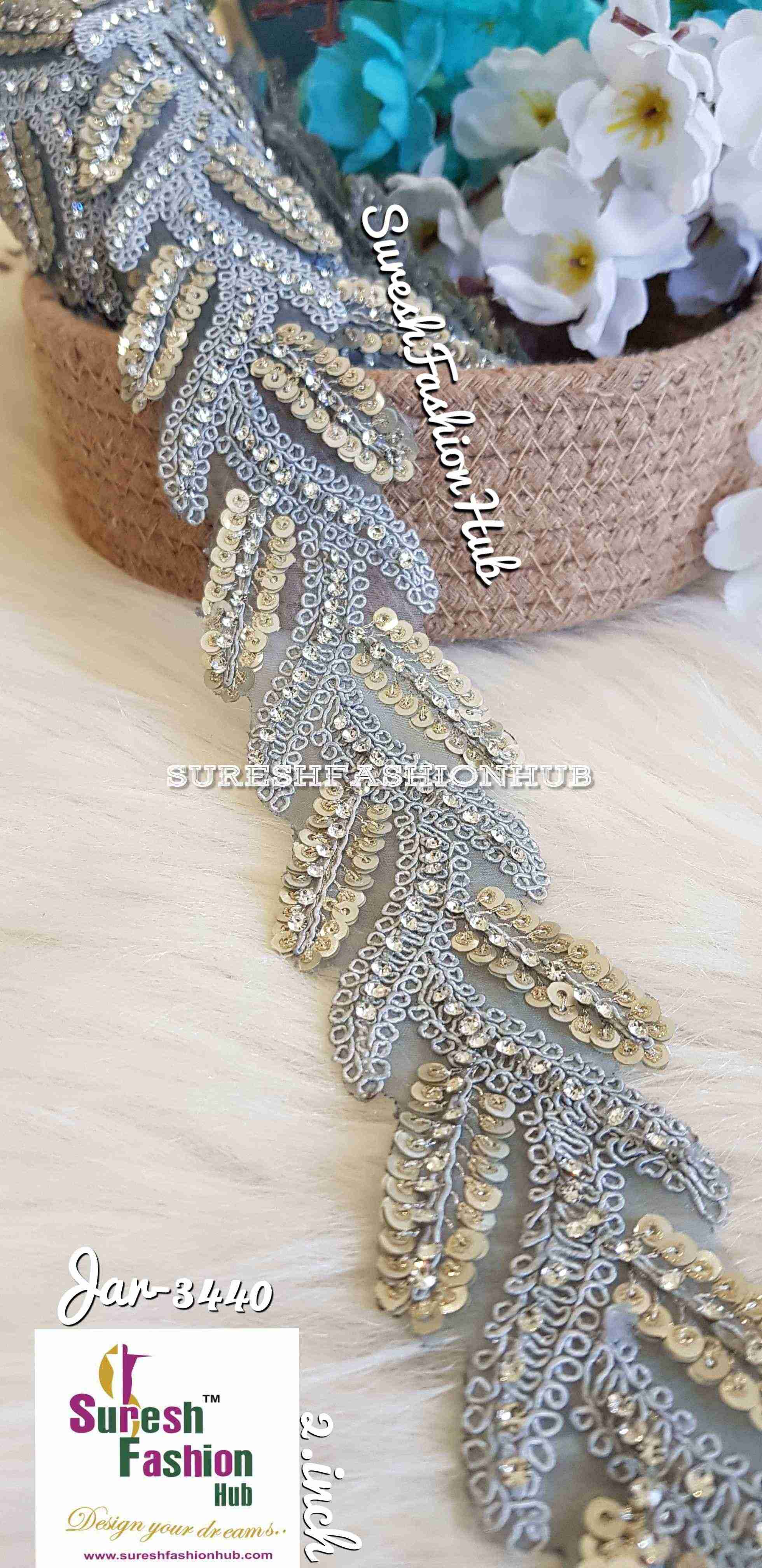 Blue Sparkle Swirl Designer Trim | Suresh Fashion Hub India