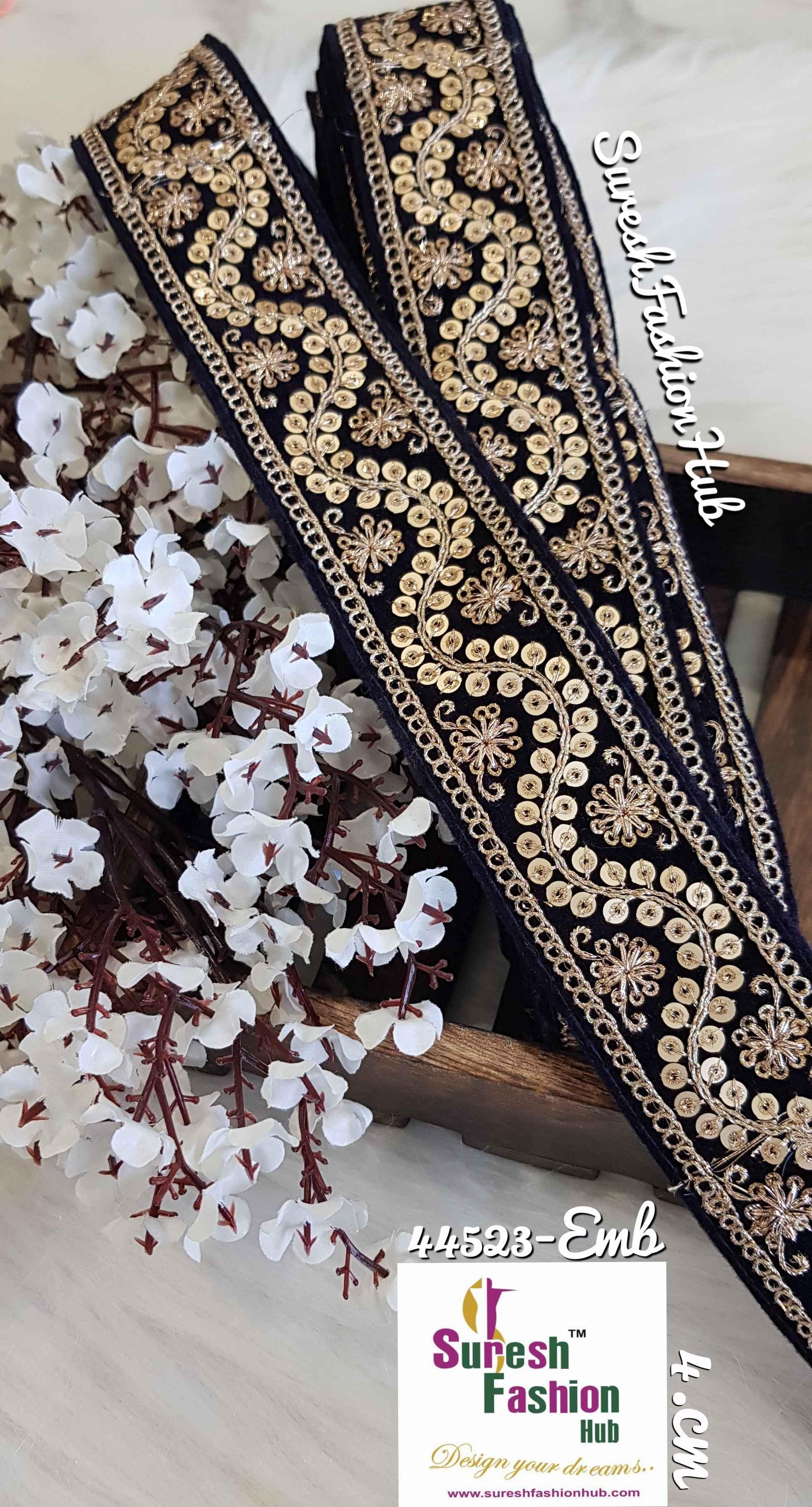 Sable black Embroidered Trim