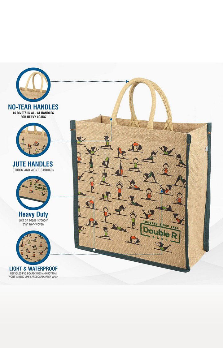 Double R Bags Eco Reusable Yoga Print Jute Bags For Carry Milk Grocery ...
