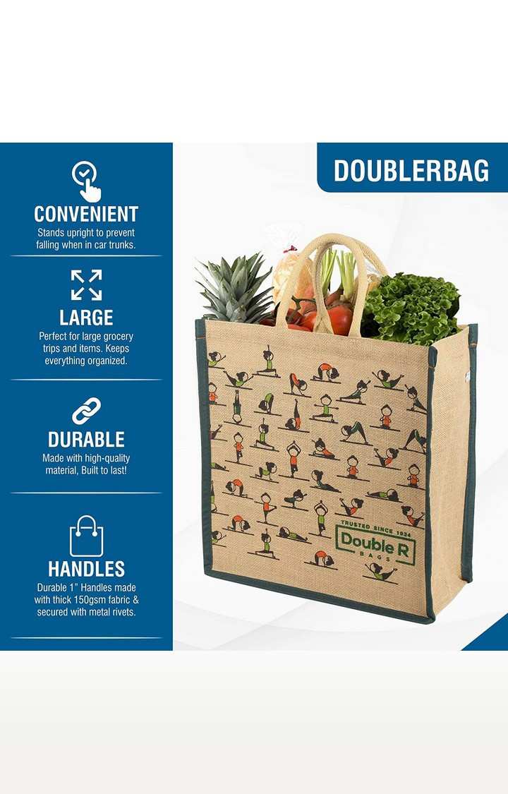 Double R Bags Eco Reusable Yoga Print Jute Bags For Carry Milk Grocery ...