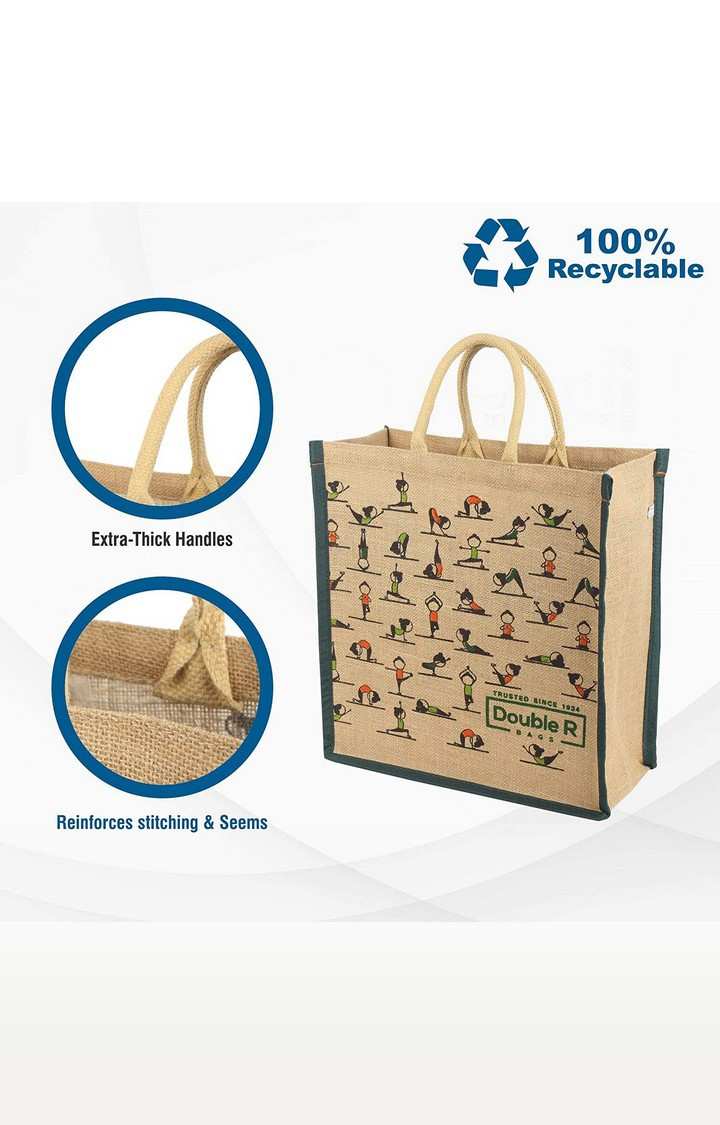 Double R Bags Eco Reusable Yoga Print Jute Bags For Carry Milk Grocery ...