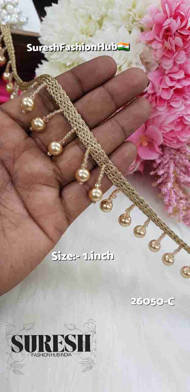 Pearl Gold Handmade Pearl Latkan Dori Lace – 26050-C | Suresh Fashion ...