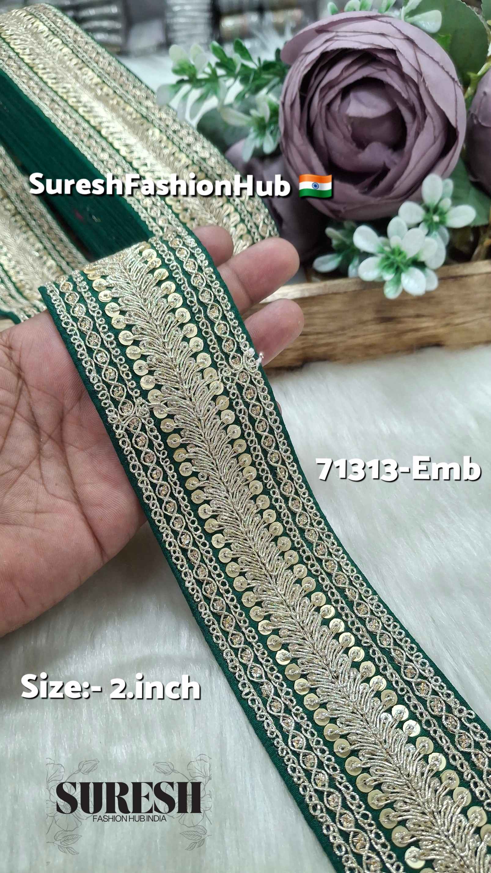 Bottle Green Sabyasachi Pearl Dori Border – 71313-EMB | Suresh Fashion ...