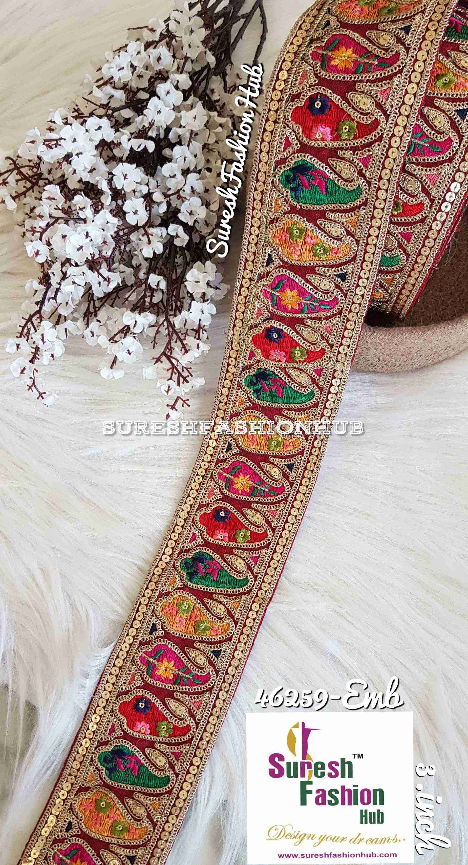 Sabyasachi Inspired Maroon Base Designer Trim
