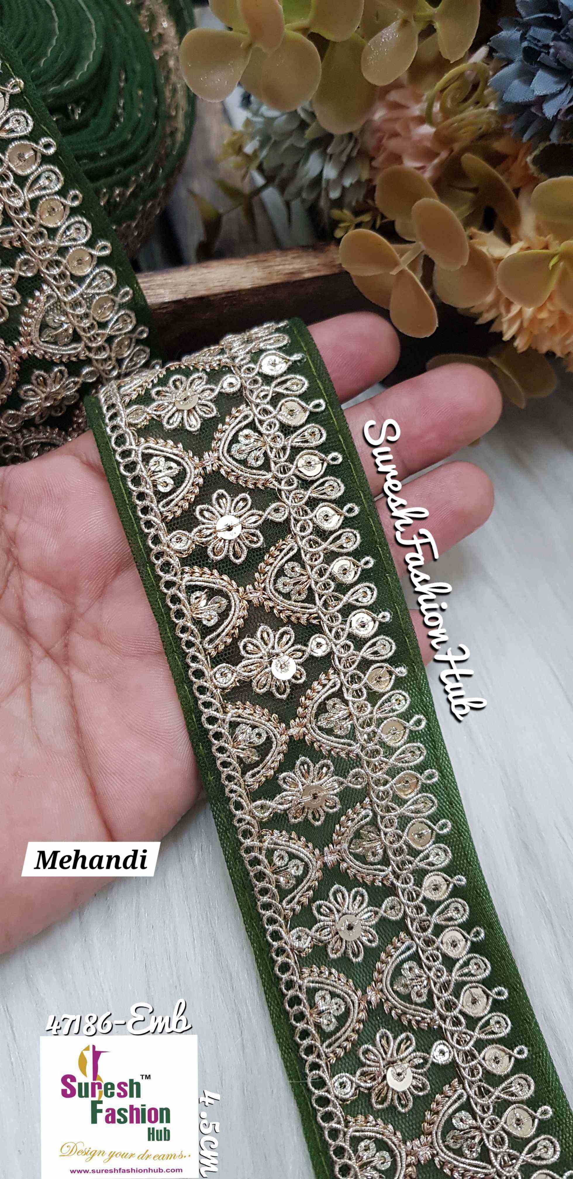 Mehendi Floral Pearl Embroidery Lace