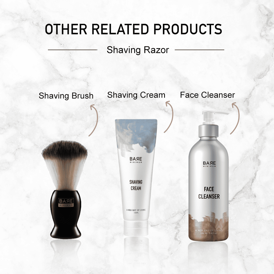 Bare Minimum shaving razor, gender-neutral, Includes 5 recyclable blades