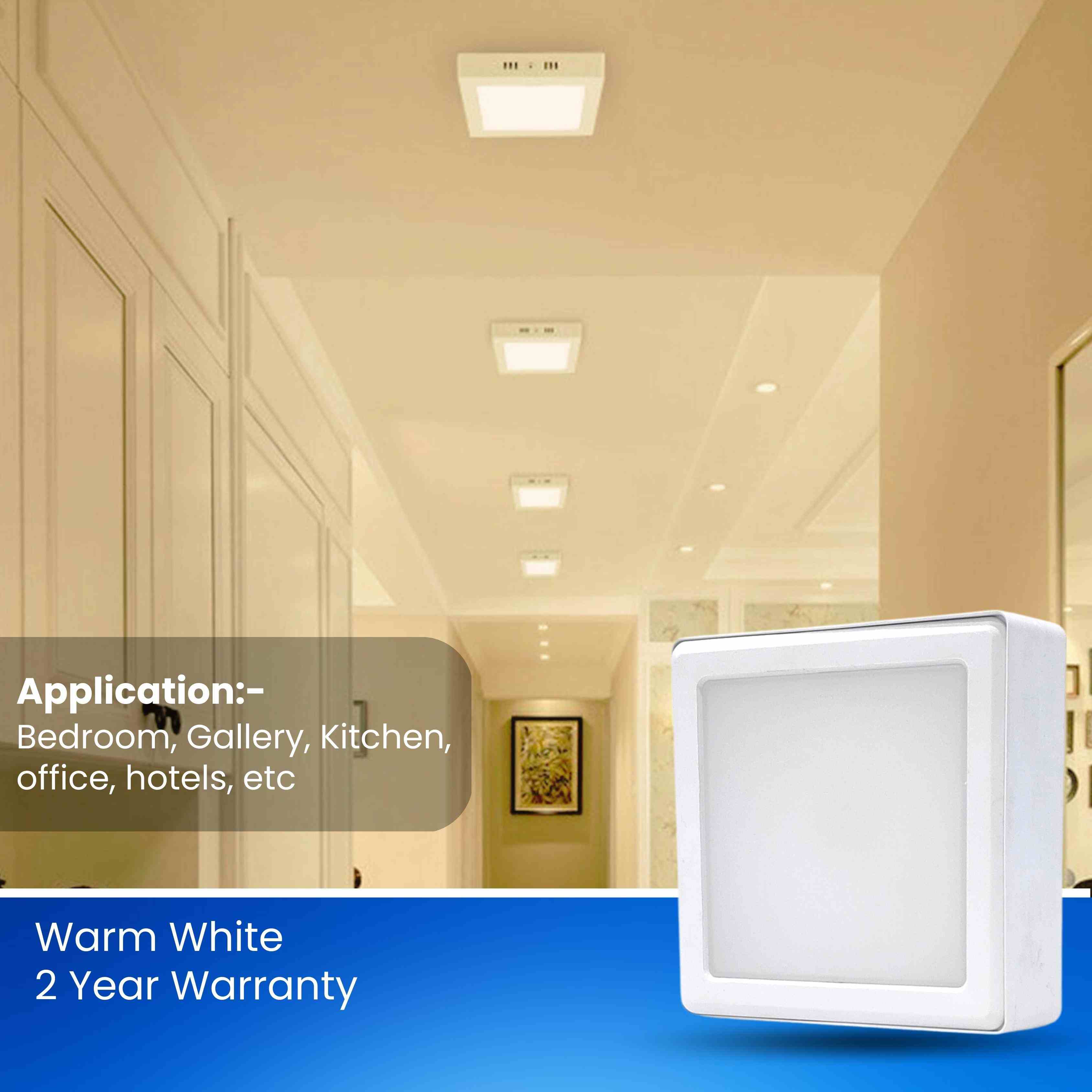 8 Watt Square LED Surface PC (Poly Carbonate) Panel Light For Ceiling ...