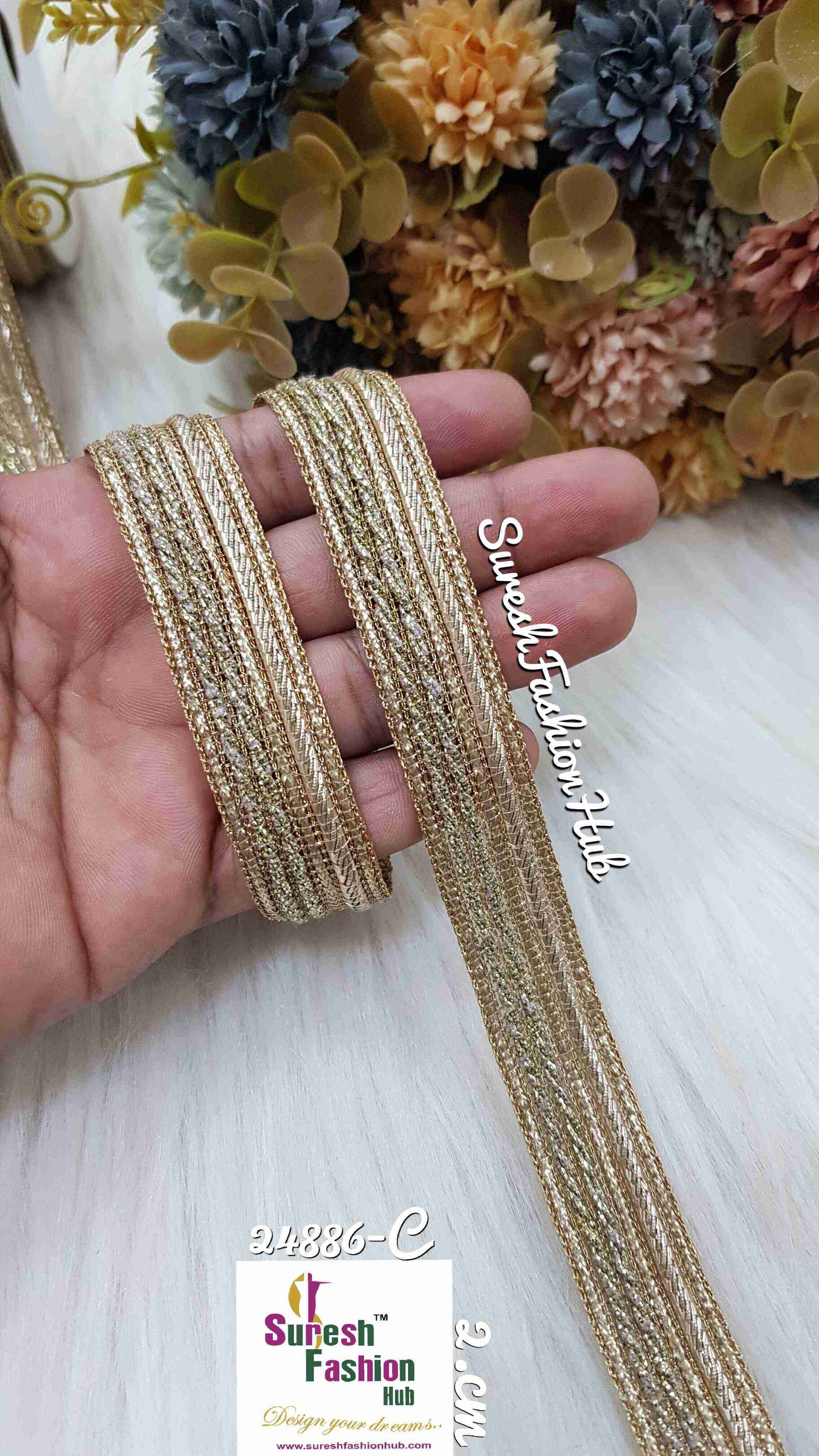 Golden Aura Zari Trellis Lace