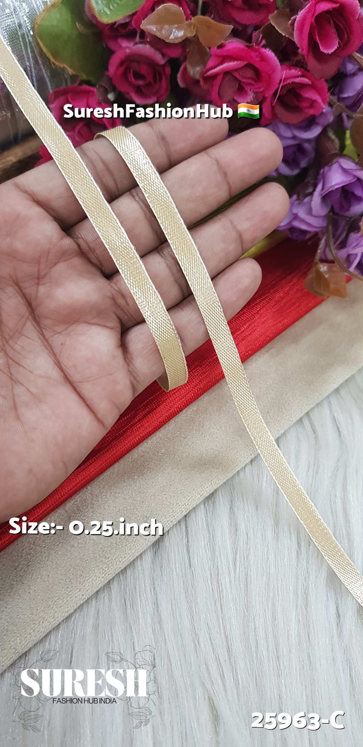 25963-C Pearl Plain Gota Patti Lace – 0.25 inch | Suresh Fashion Hub India