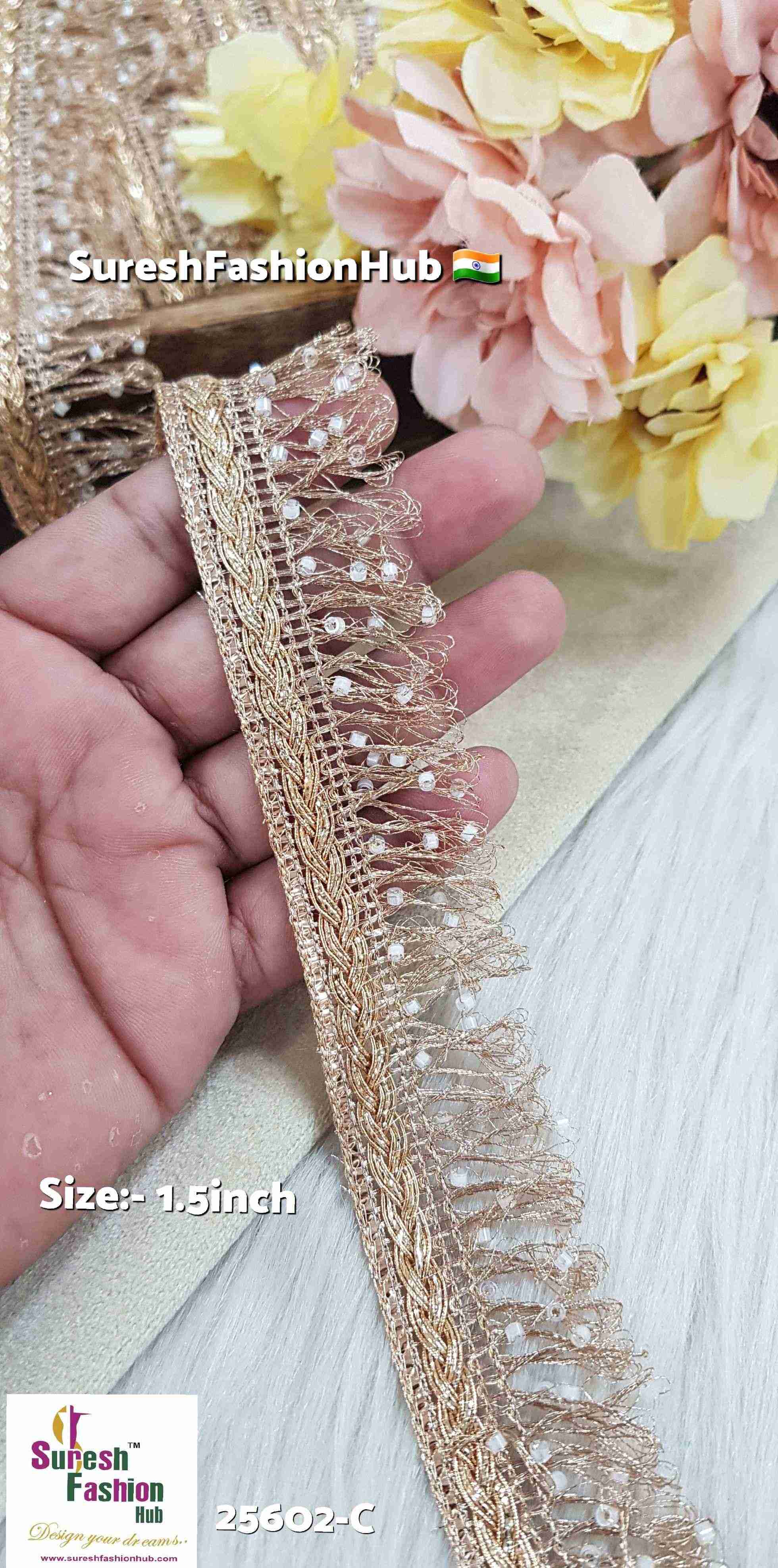 Rose Gold Gleam Jhalar Kadadana Border Lace