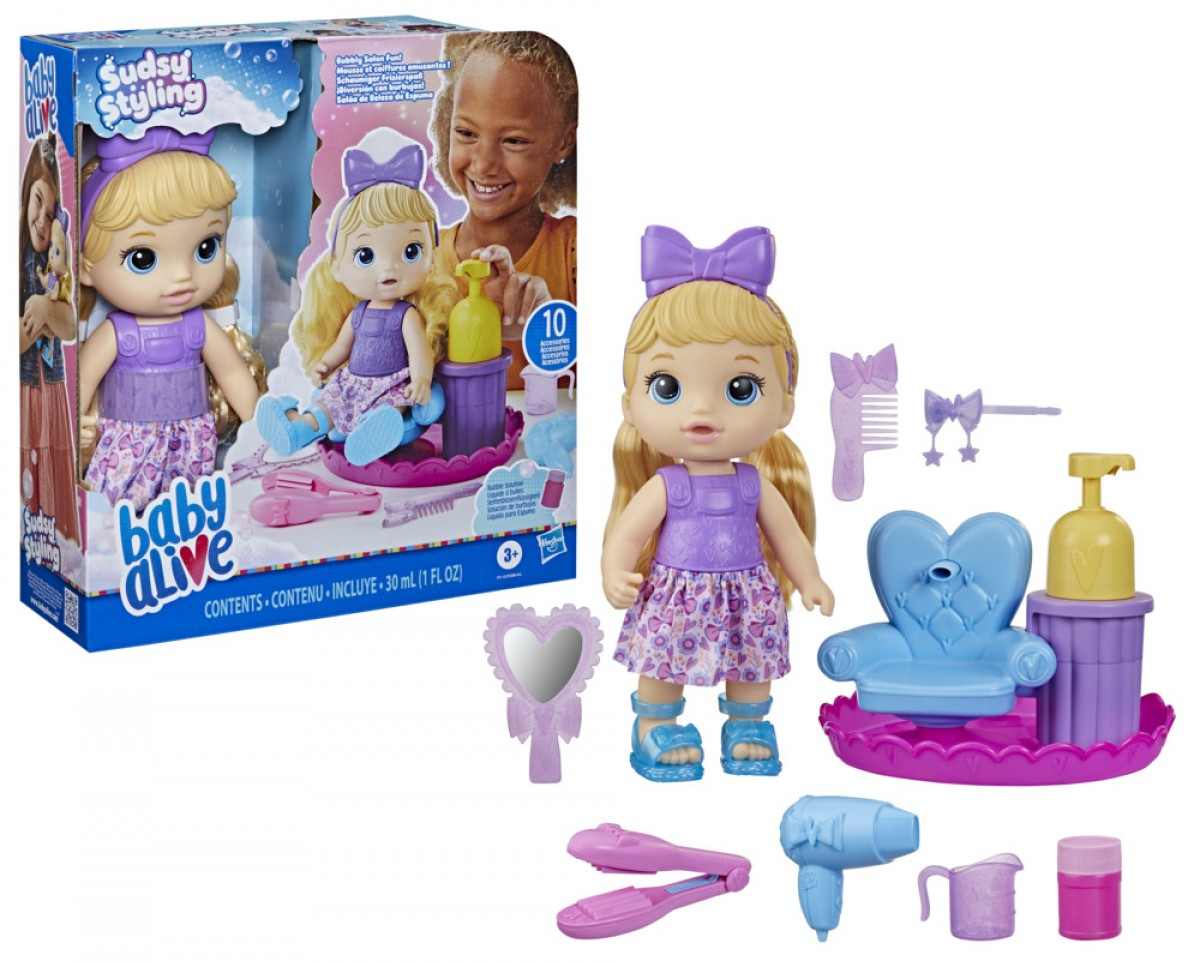 Baby Alive Sudsy Styling Doll, 12 Inch, 3Yrs+