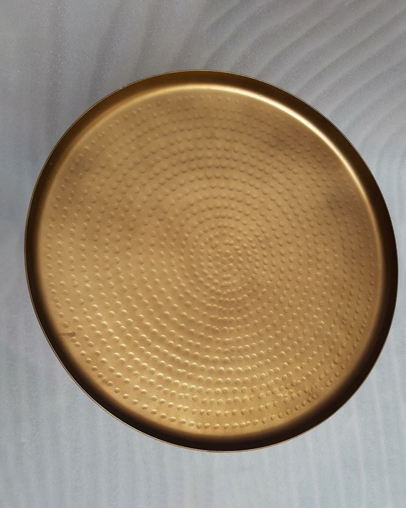 Order Happiness Beautiful Round Gold Metal Tray With Table Stand For ...