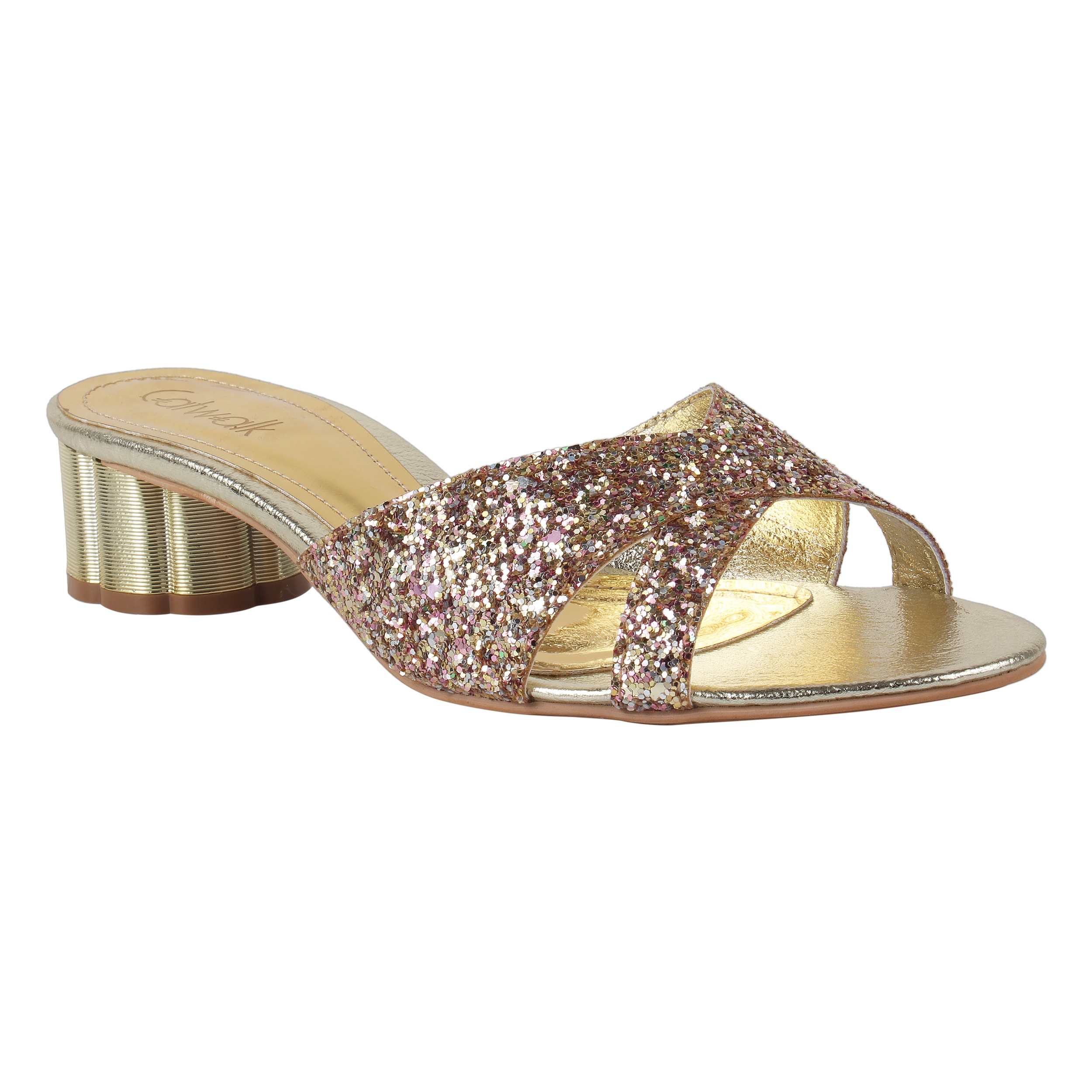 Glitter Metallic Heel Slip Ons