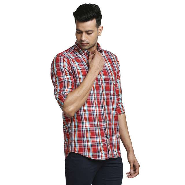 COLORPLUS Men Dark Red Casual Shirt