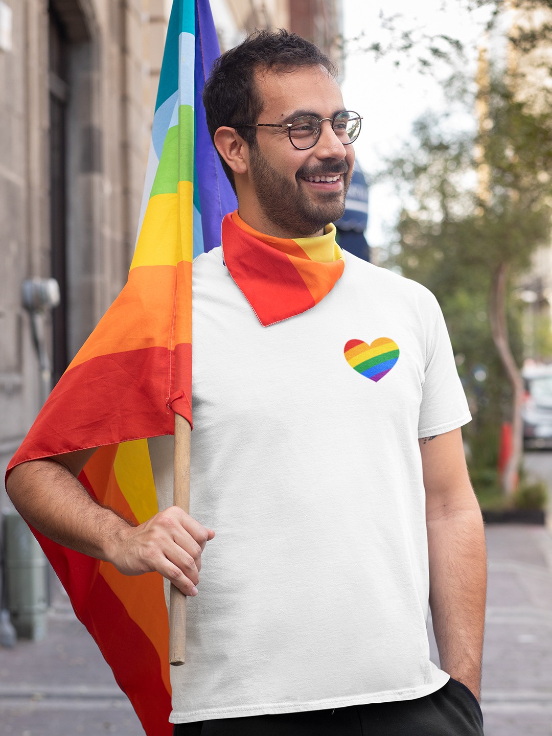 LGBT Pride Rainbow Heart White Tshirt