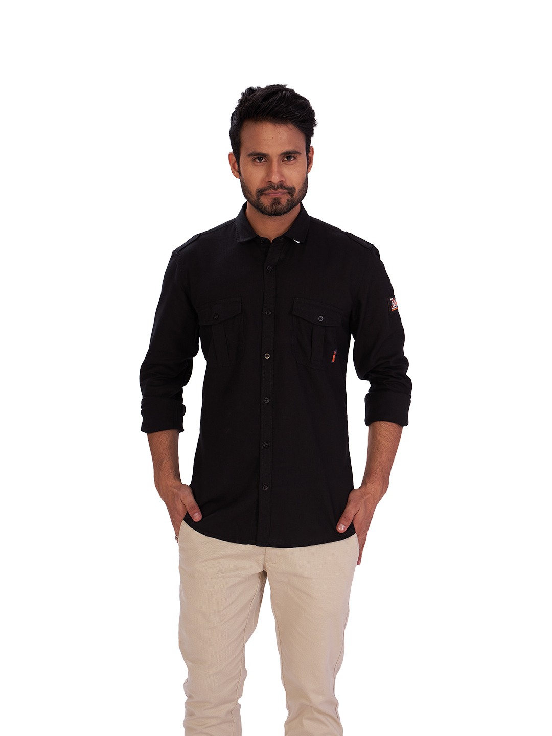 D'cot by Donear Men's Black Cotton Casual Shirts