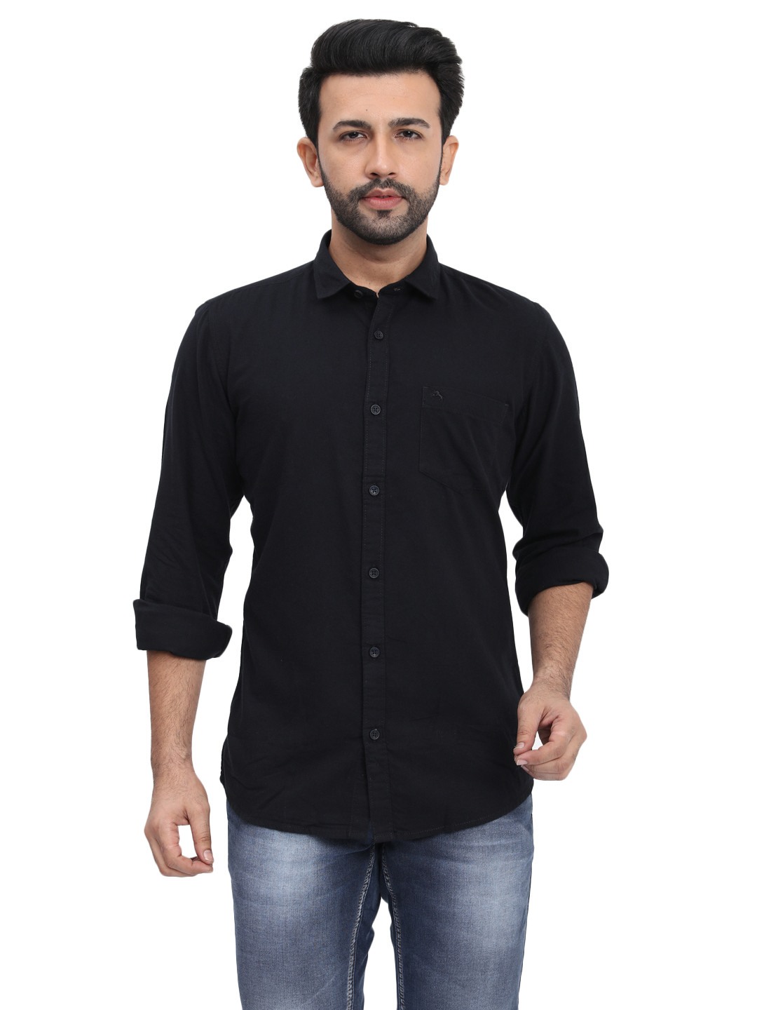 D'cot by Donear Men's Black Cotton Casual Shirts
