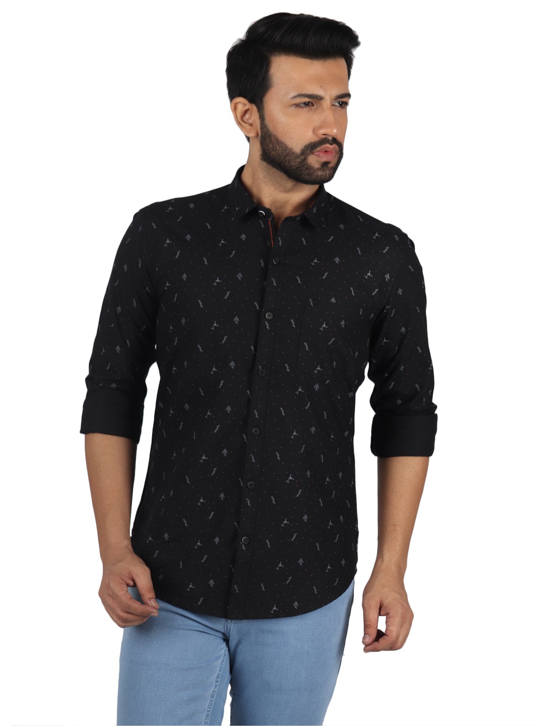 D'cot by Donear Men's Black Cotton Casual Shirts