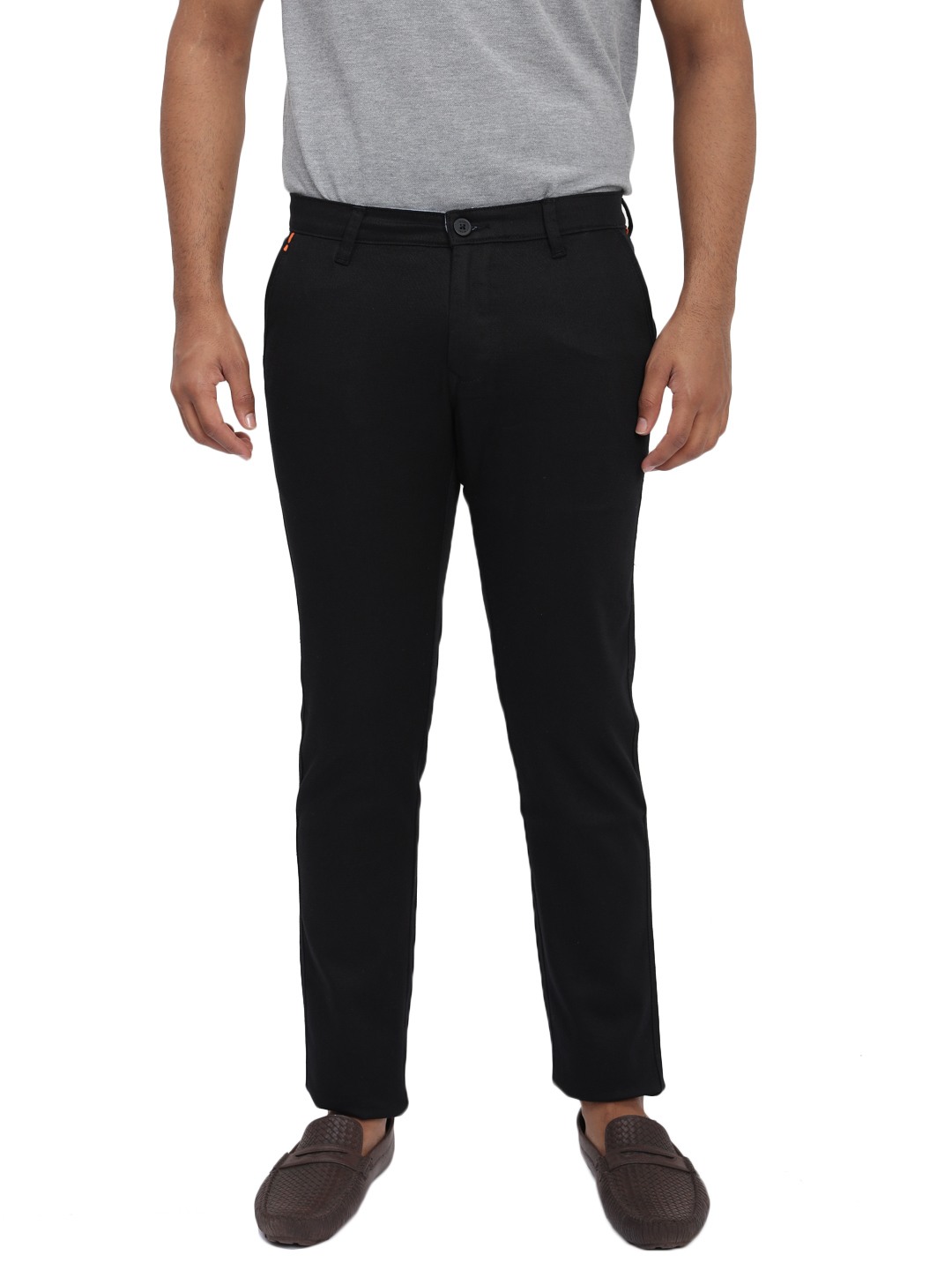 D'cot by Donear Men's Black Cotton Trousers