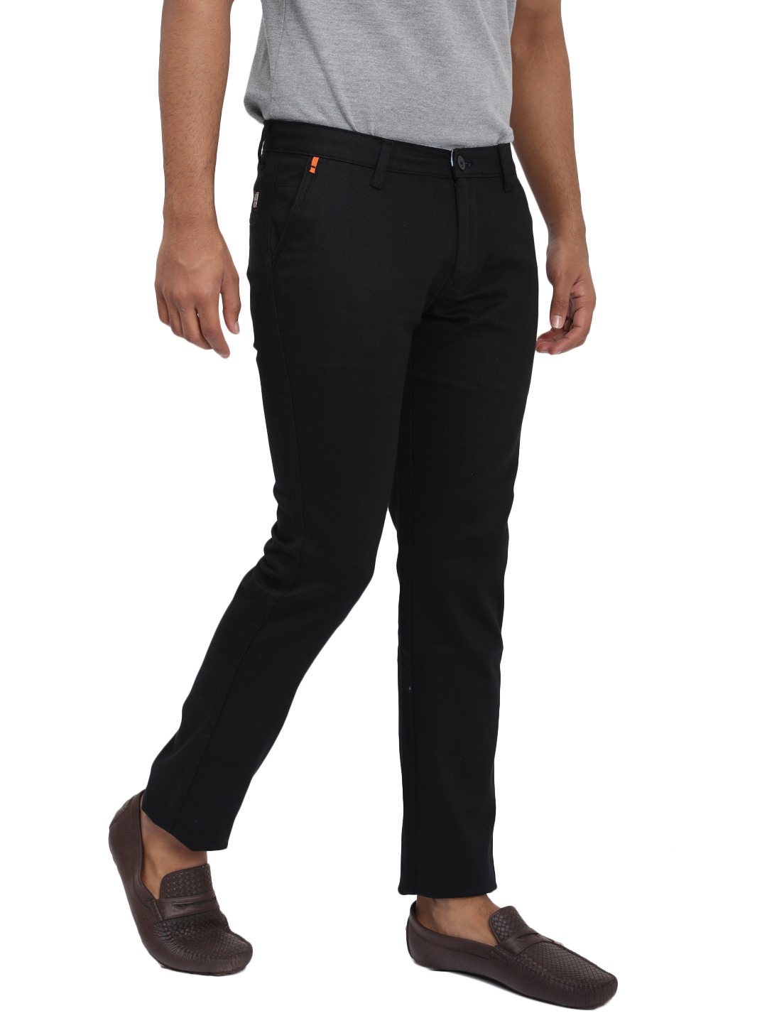 D'cot by Donear Men's Black Cotton Trousers