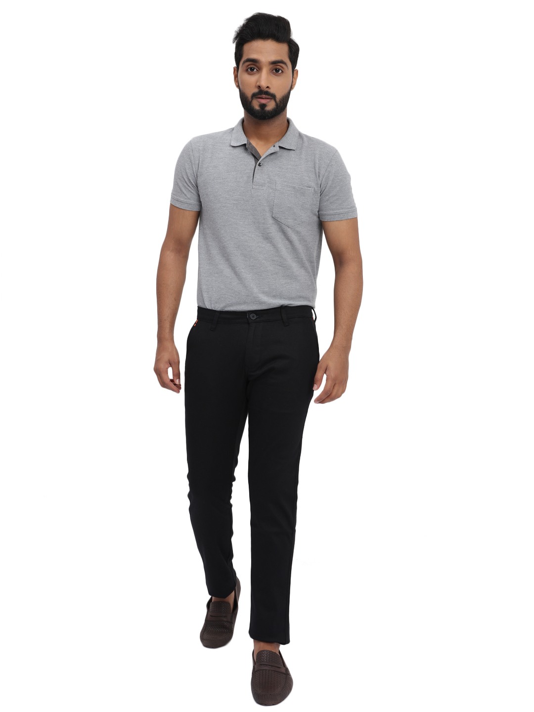 D'cot by Donear Men's Black Cotton Trousers