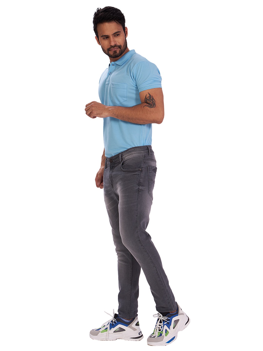 D'cot by Donear Men's Grey Cotton Jeans