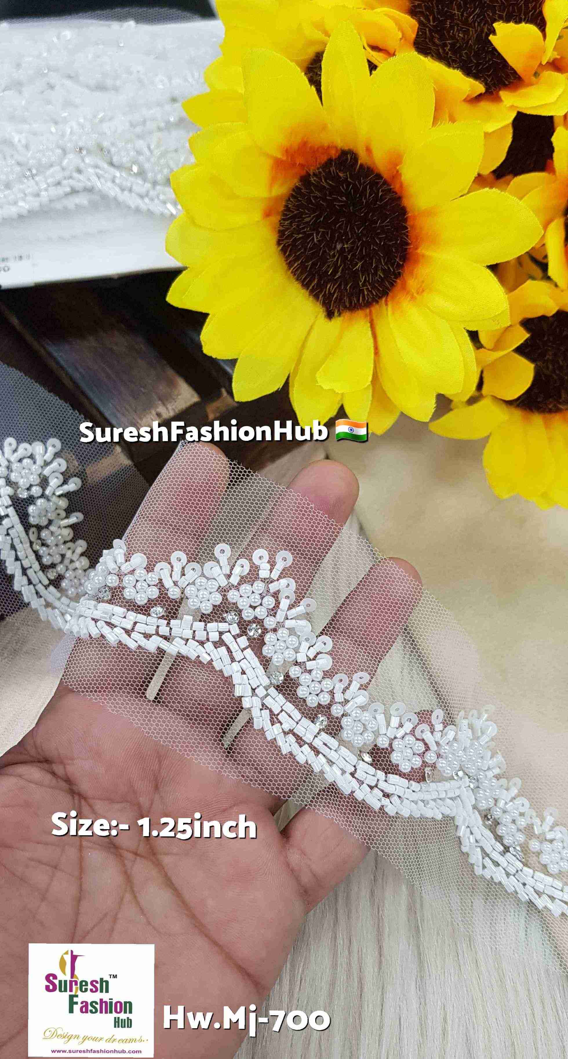 White Pearl Floral Scallop Lace