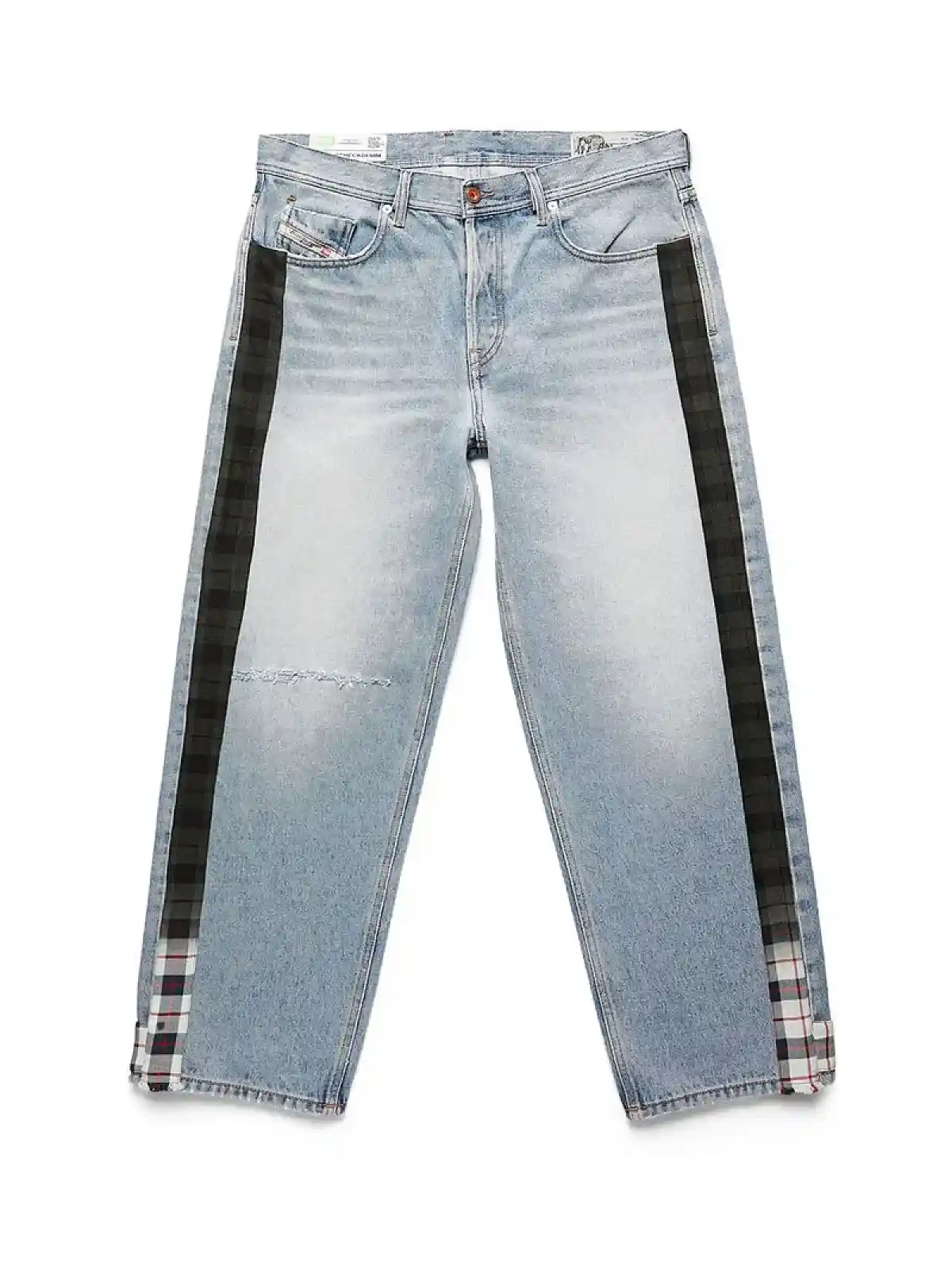 Blue Upcycled denim with check inserts