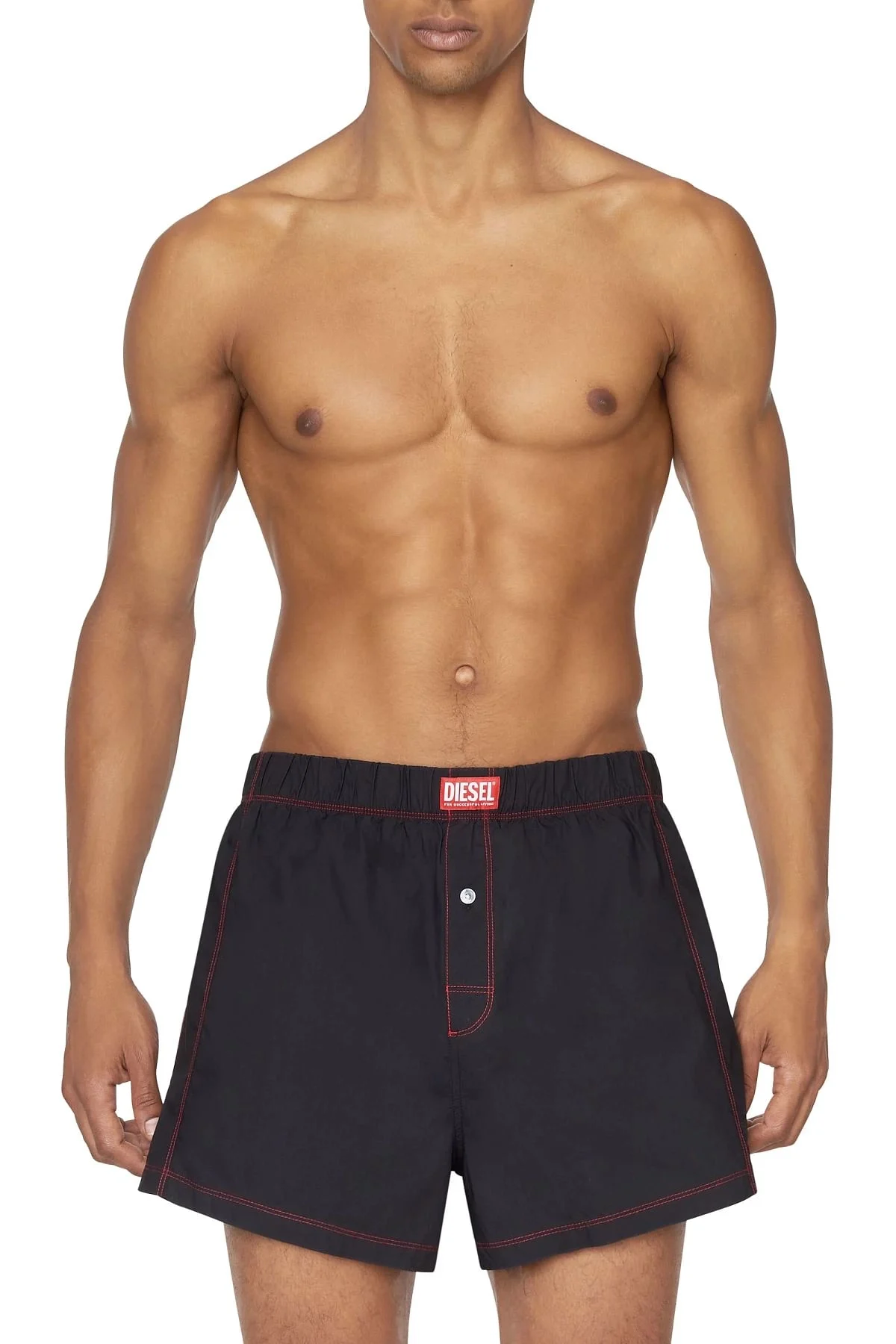Black Cotton boxers with contrast stitching