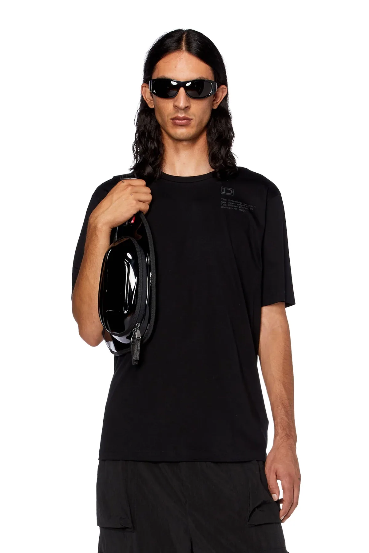 Black T-shirt with tonal puff prints
