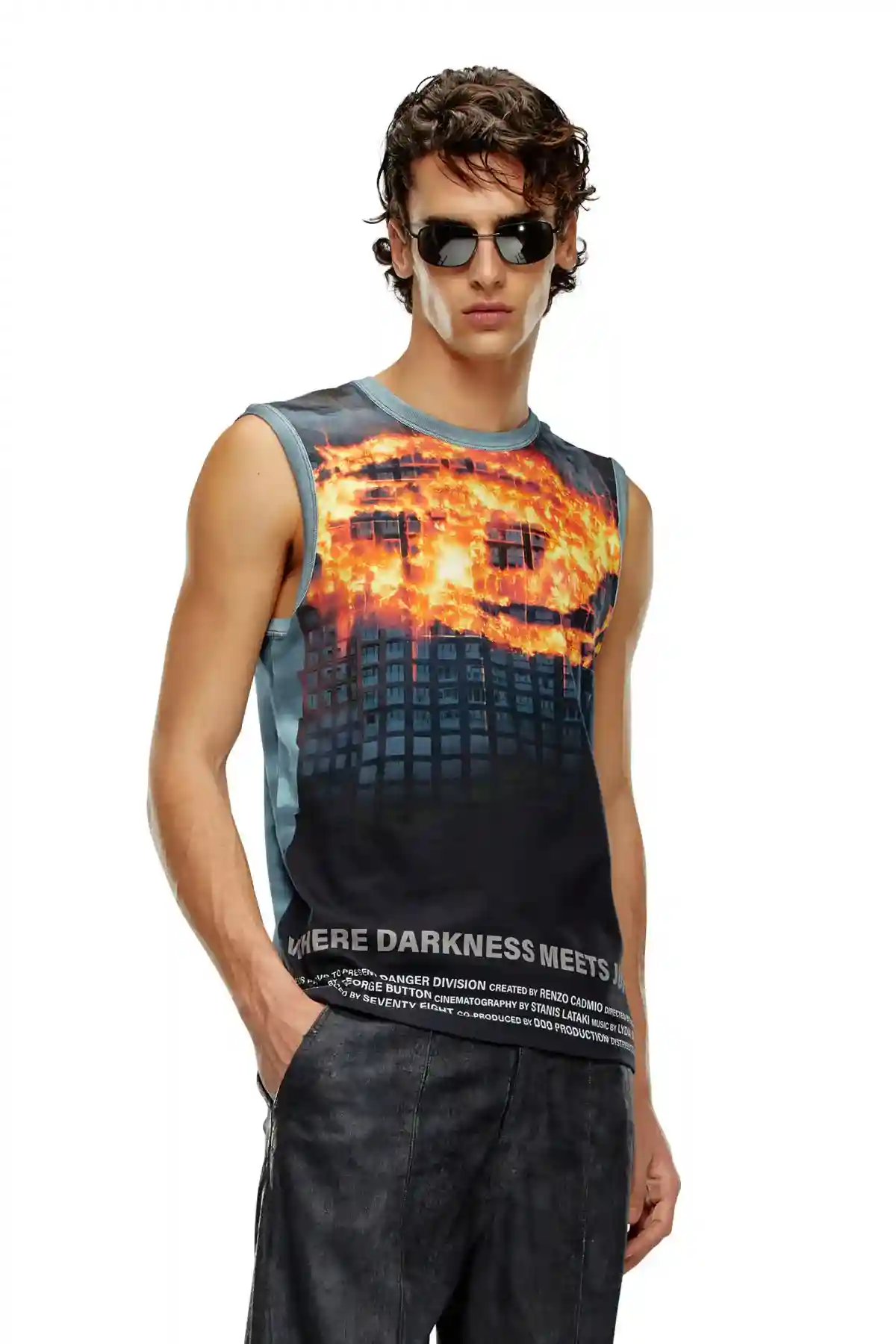 Dark Blue Tank top with burning Oval D poster