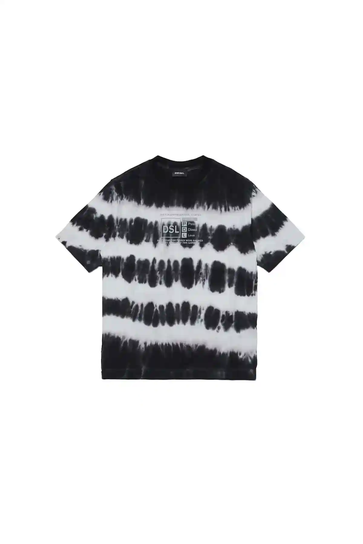 Black and White Tie-dye T-shirt with reflective print