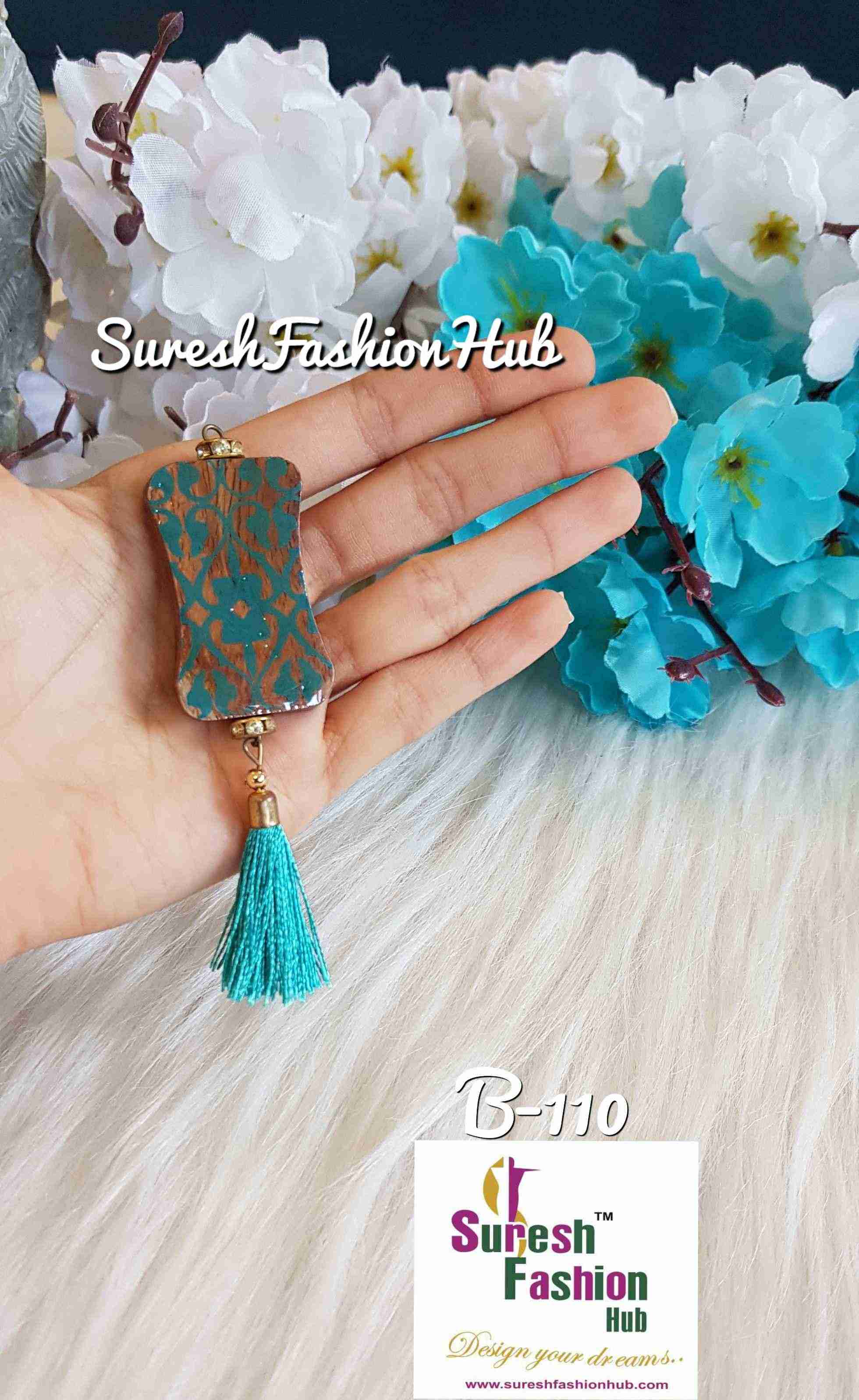 Teal Blue Tassel Wooden Fancy Buttons by Suresh Fashion Hub India ...