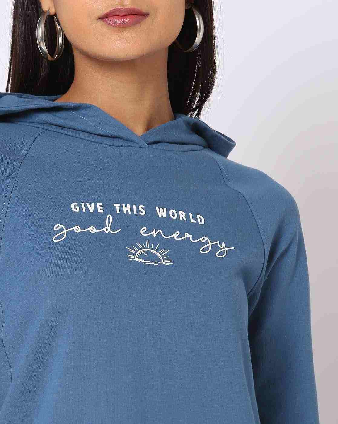 Typographic Print Relaxed Fit Hoodie