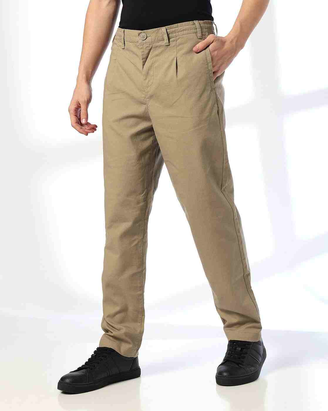 Men Pleated Regular Fit Trousers