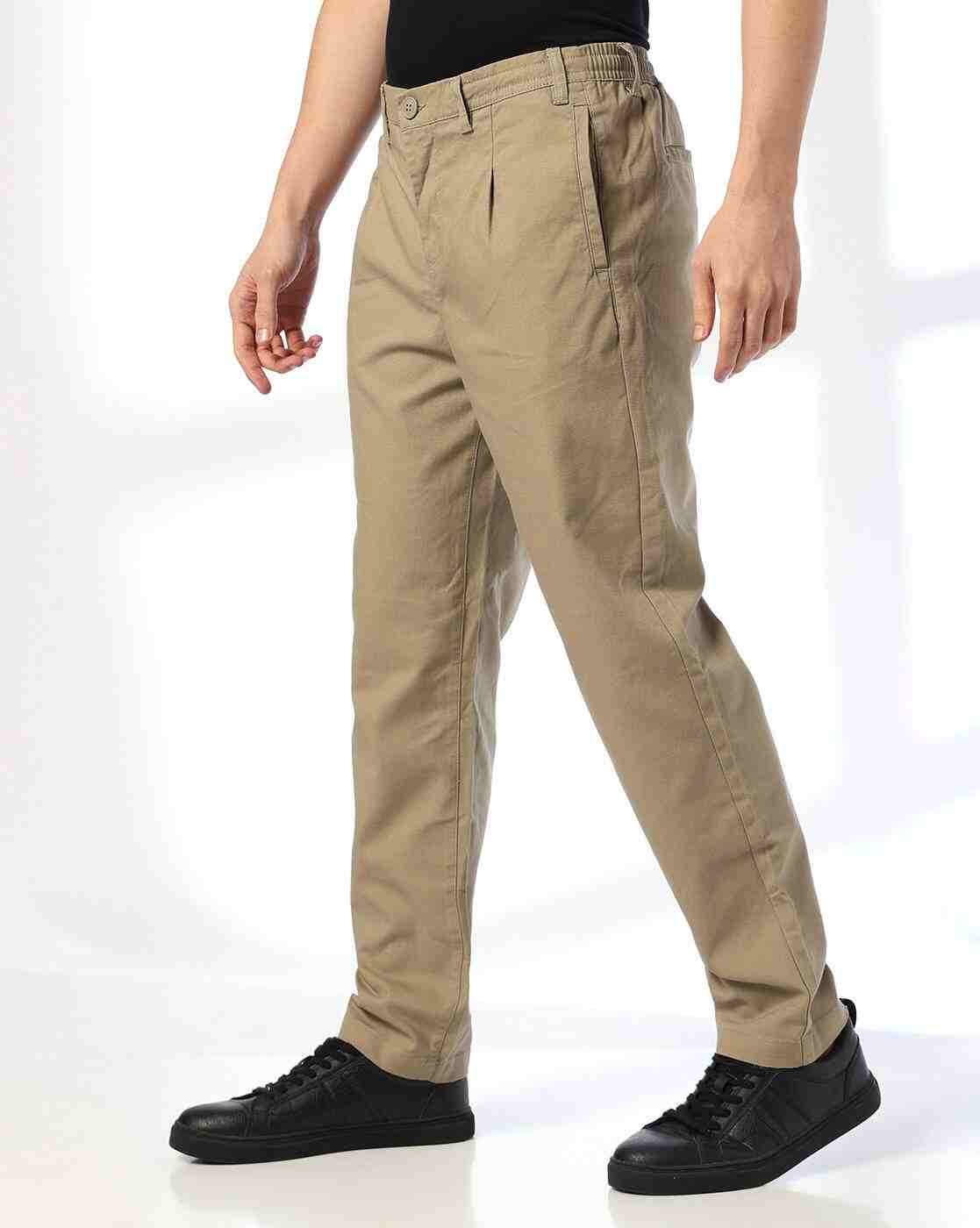 Men Pleated Regular Fit Trousers