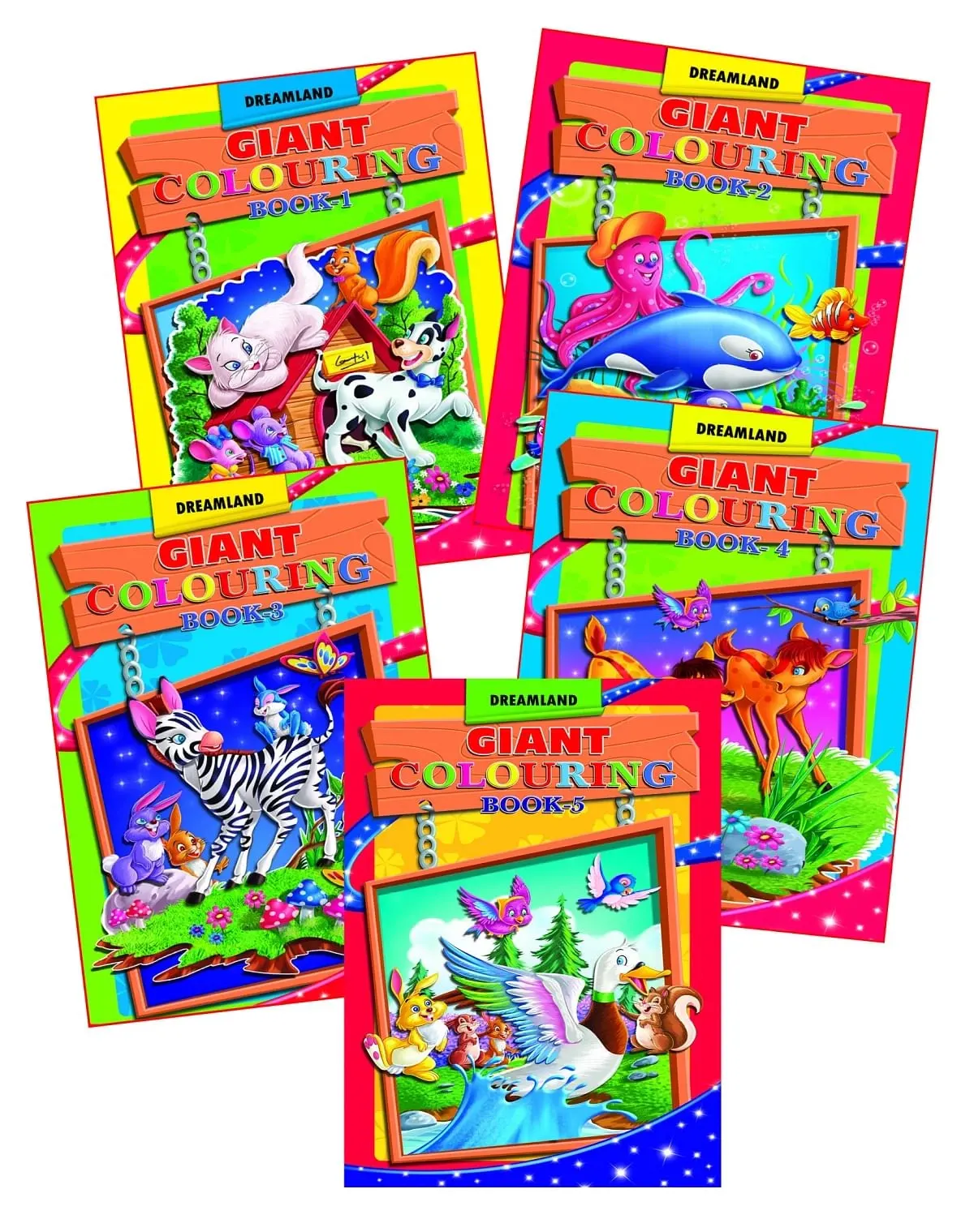 Dreamland Giant Colouring Books (5 Titles), 120 Pages, Paperback
