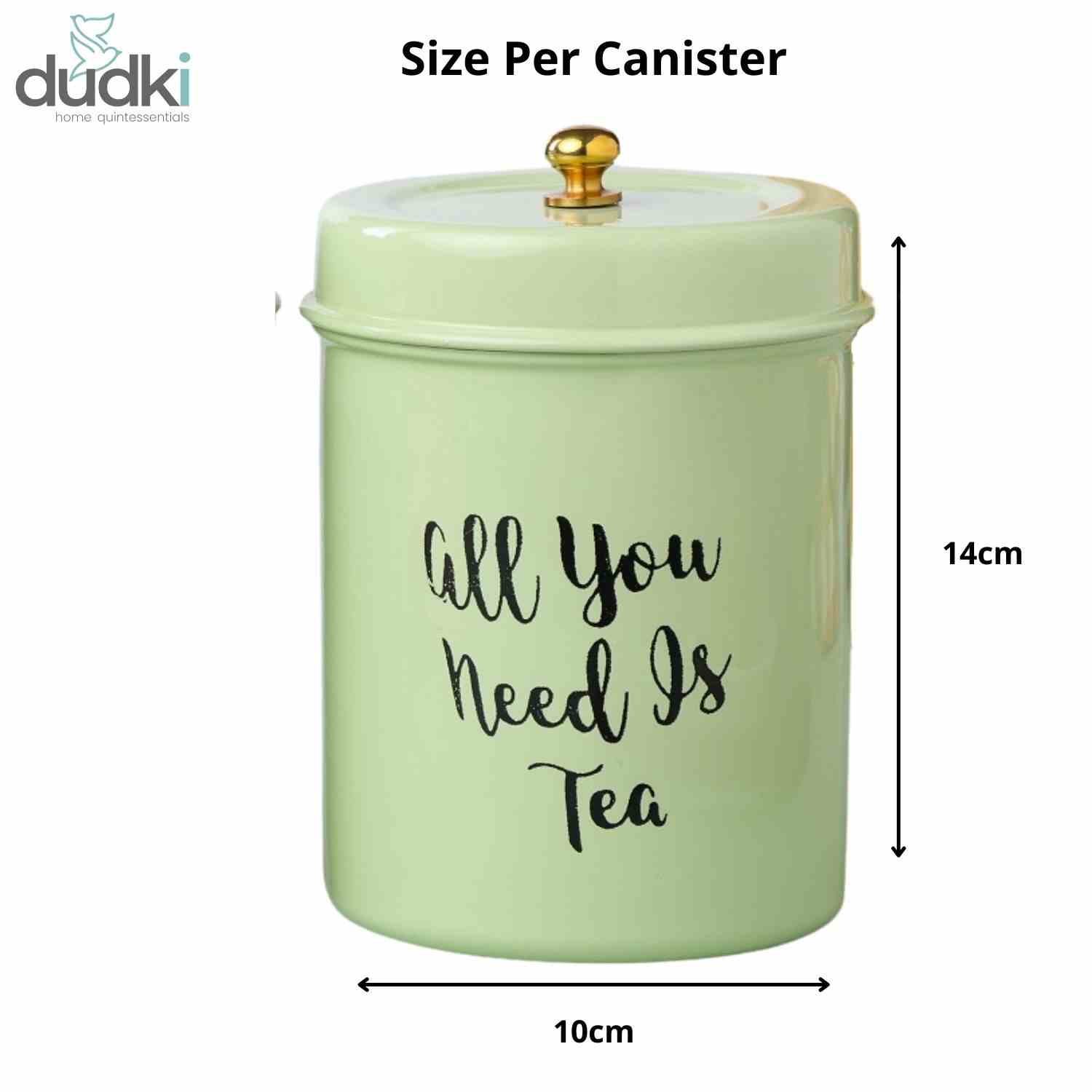 Dudki Stainless Steel Powder Coated Round Canister set of 3 for Tea ...