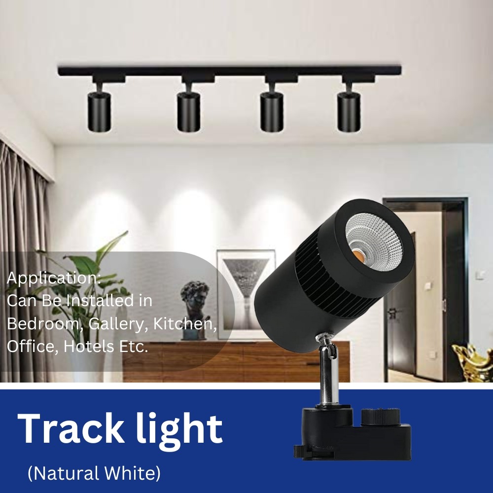 9 Watt LED Natural White Color Black Body Track Light For Focusing Wall ...