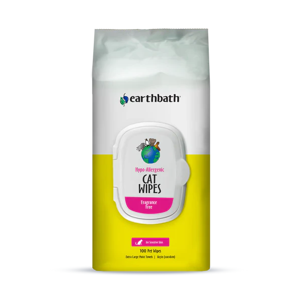 EarthBath Hypoallergenic Fragrance Free Wipes for Cats – 100 wipes