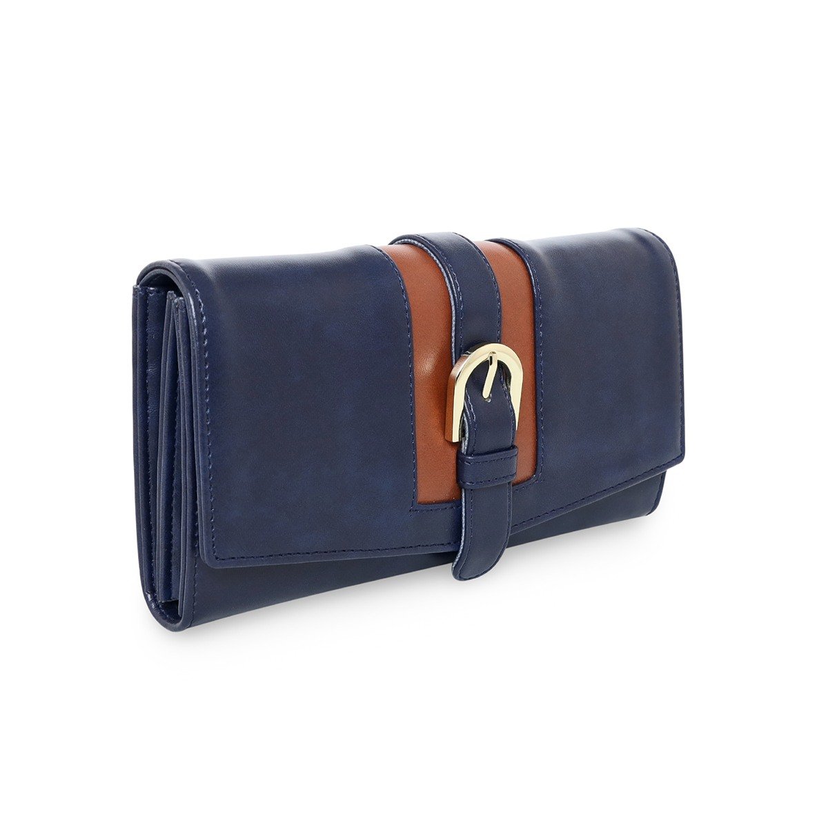 Women's Blue PU Solid Wallets