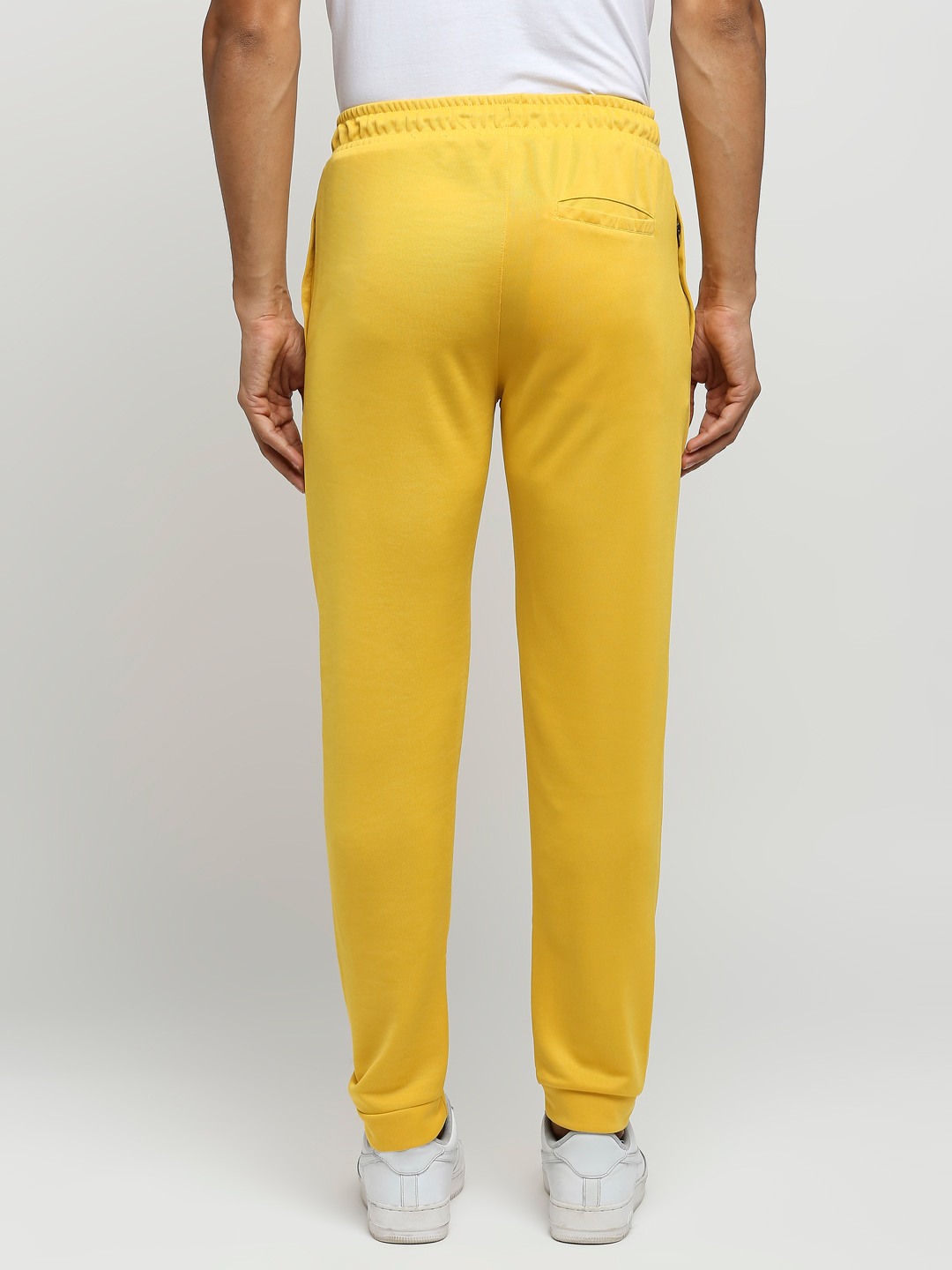 Men's Slim Fit Yellow Cotton Blend Casual Joogers