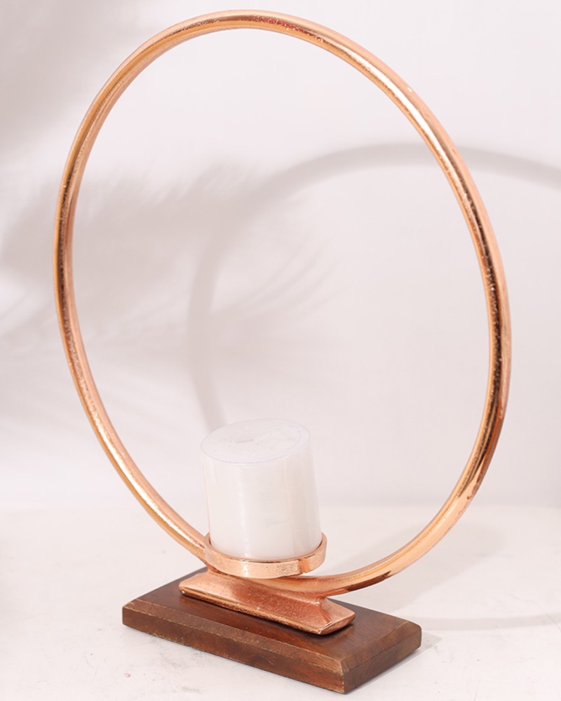 Order Happiness Copper Metal Round Candle Holder Stand For Home ...