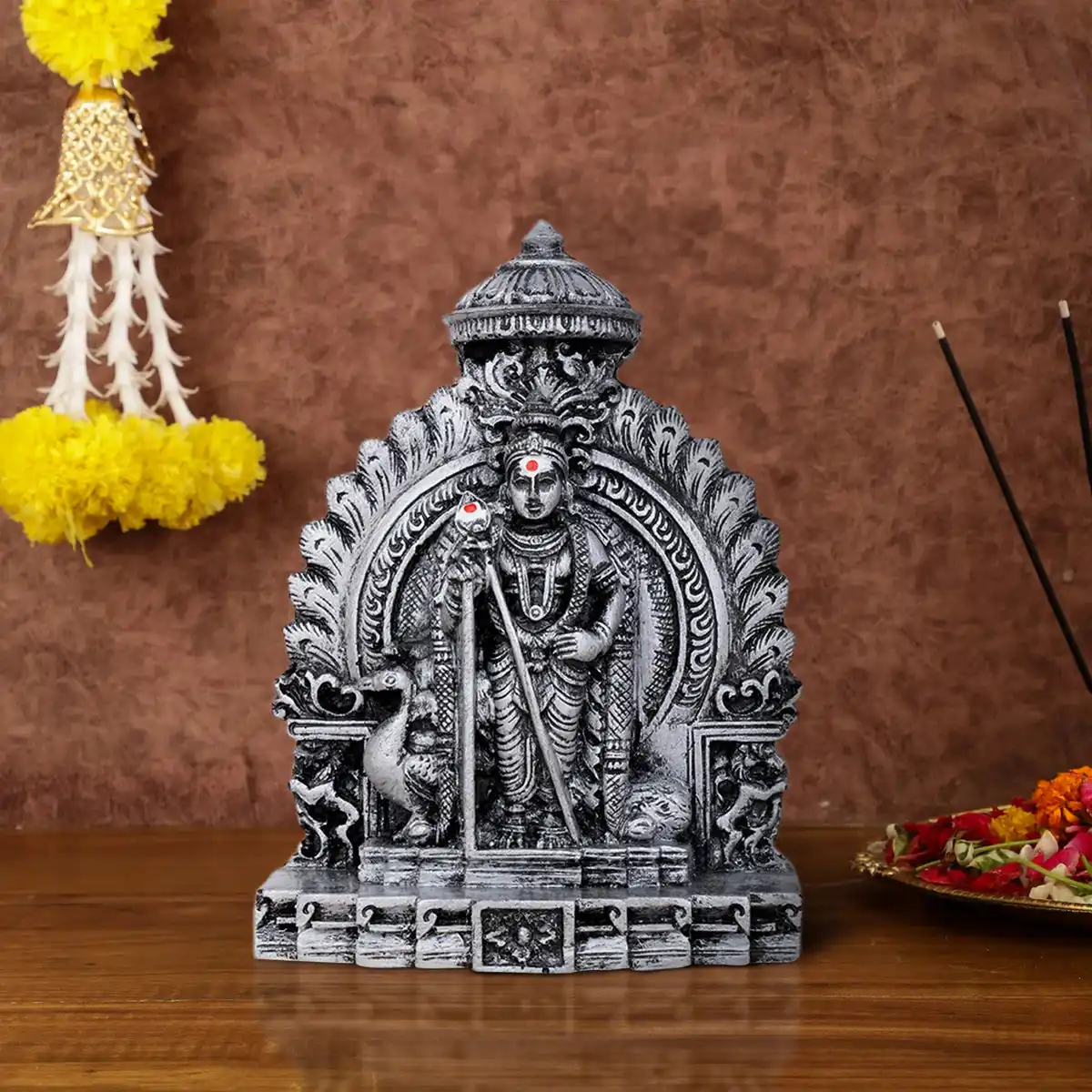 Mayil Murugan Statue - 5 x 4 Inches | Resin Statue/ Stone Polish ...