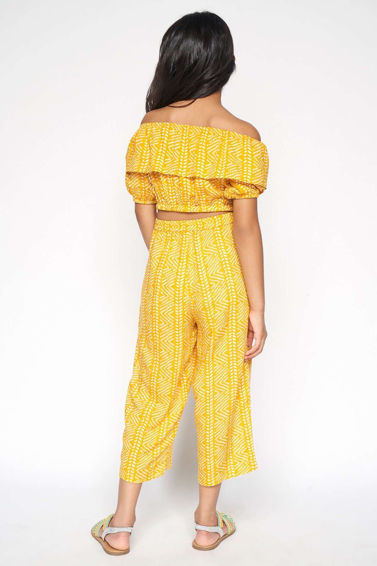 Mustard Printed Ruffled Co-ordinate Set