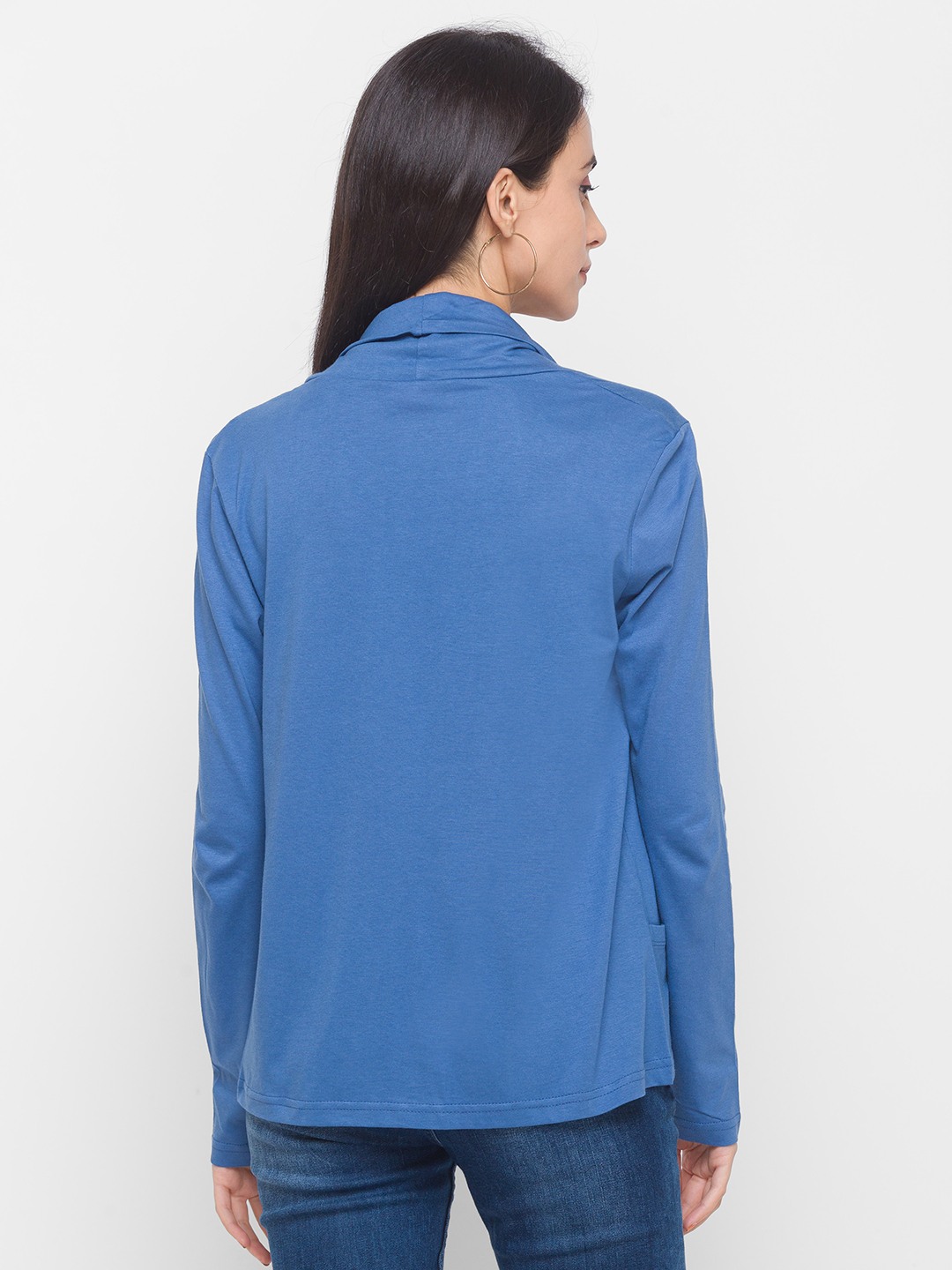 Blue Solid Shrug