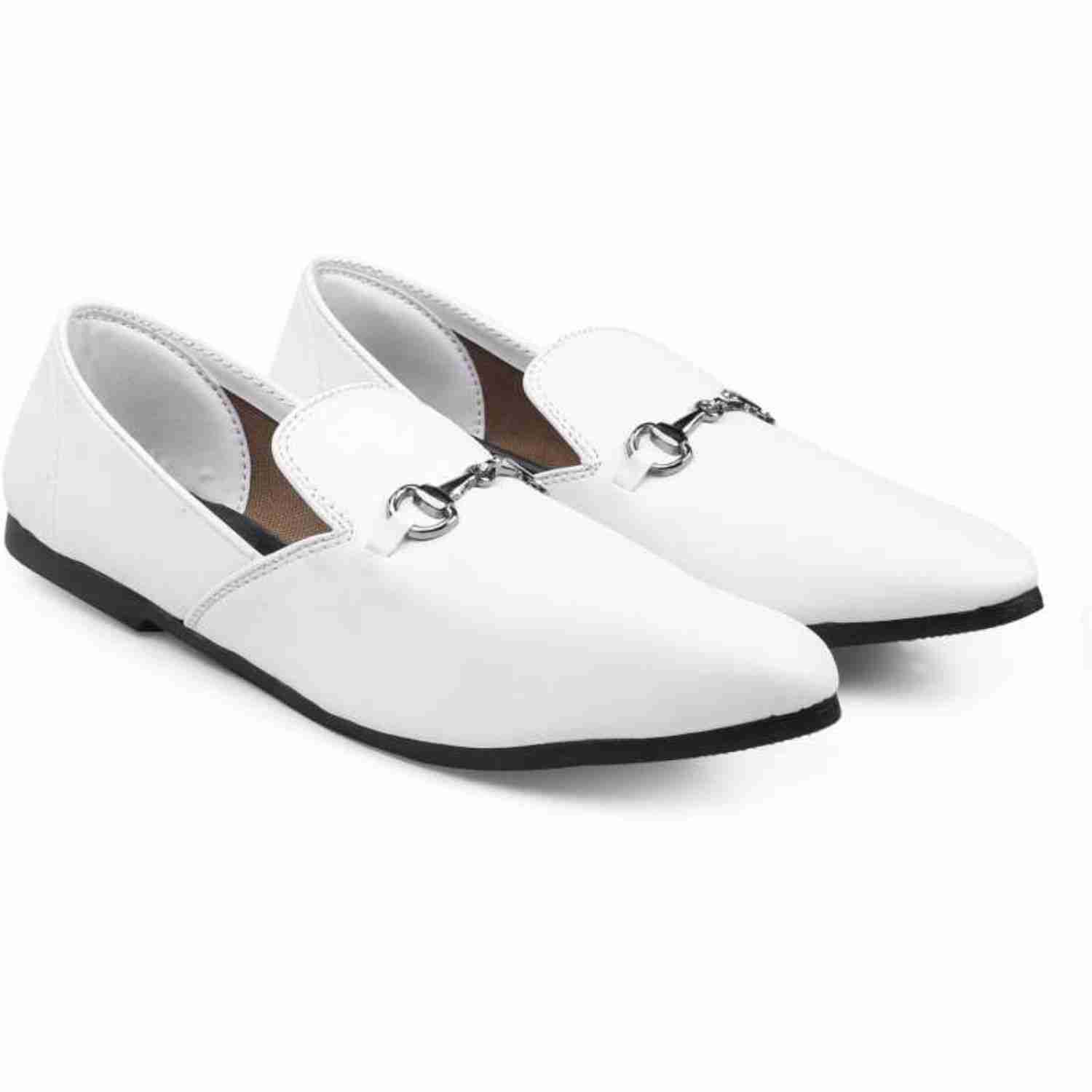 Godigo White Synthetic PVC Slip-on Nagra Jutti Shoes for Men