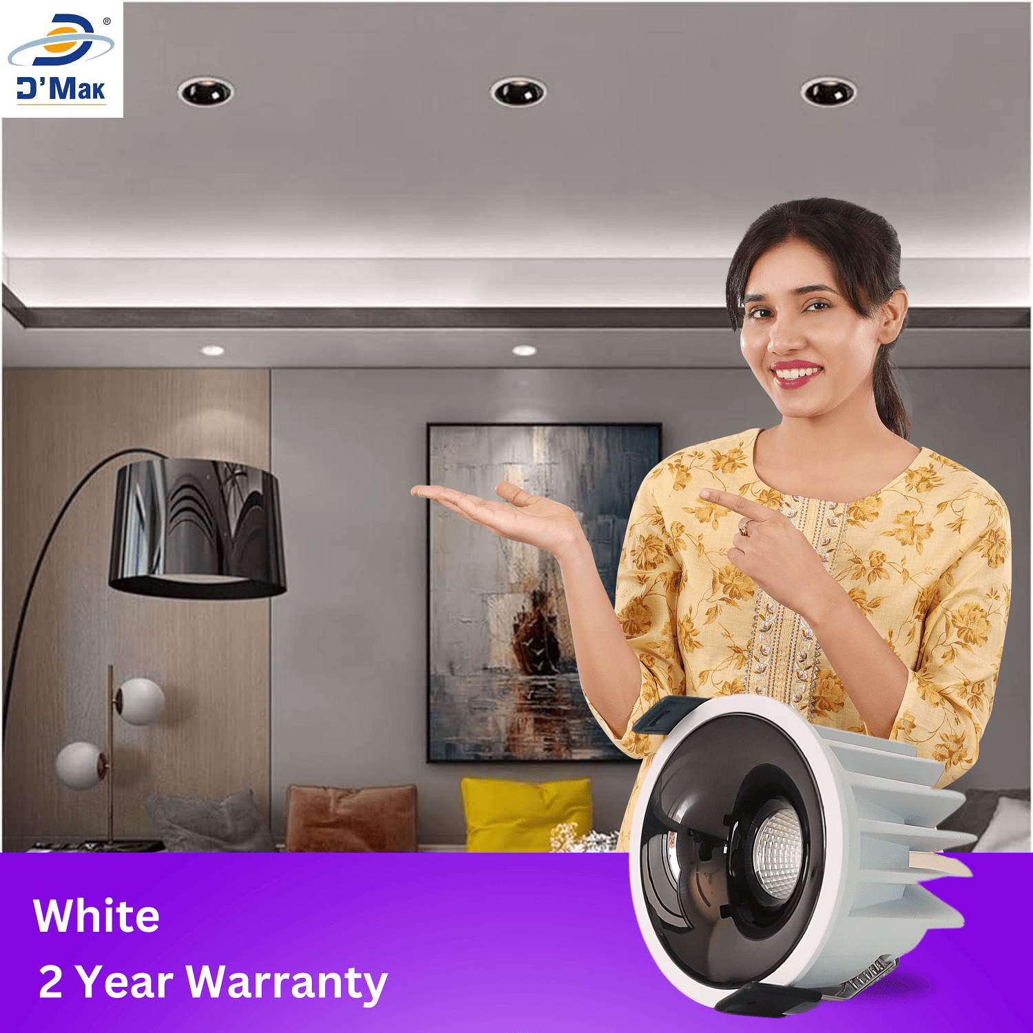 12 Watt LED Creta COB Spot Light White Body Shining Black Reflector ...